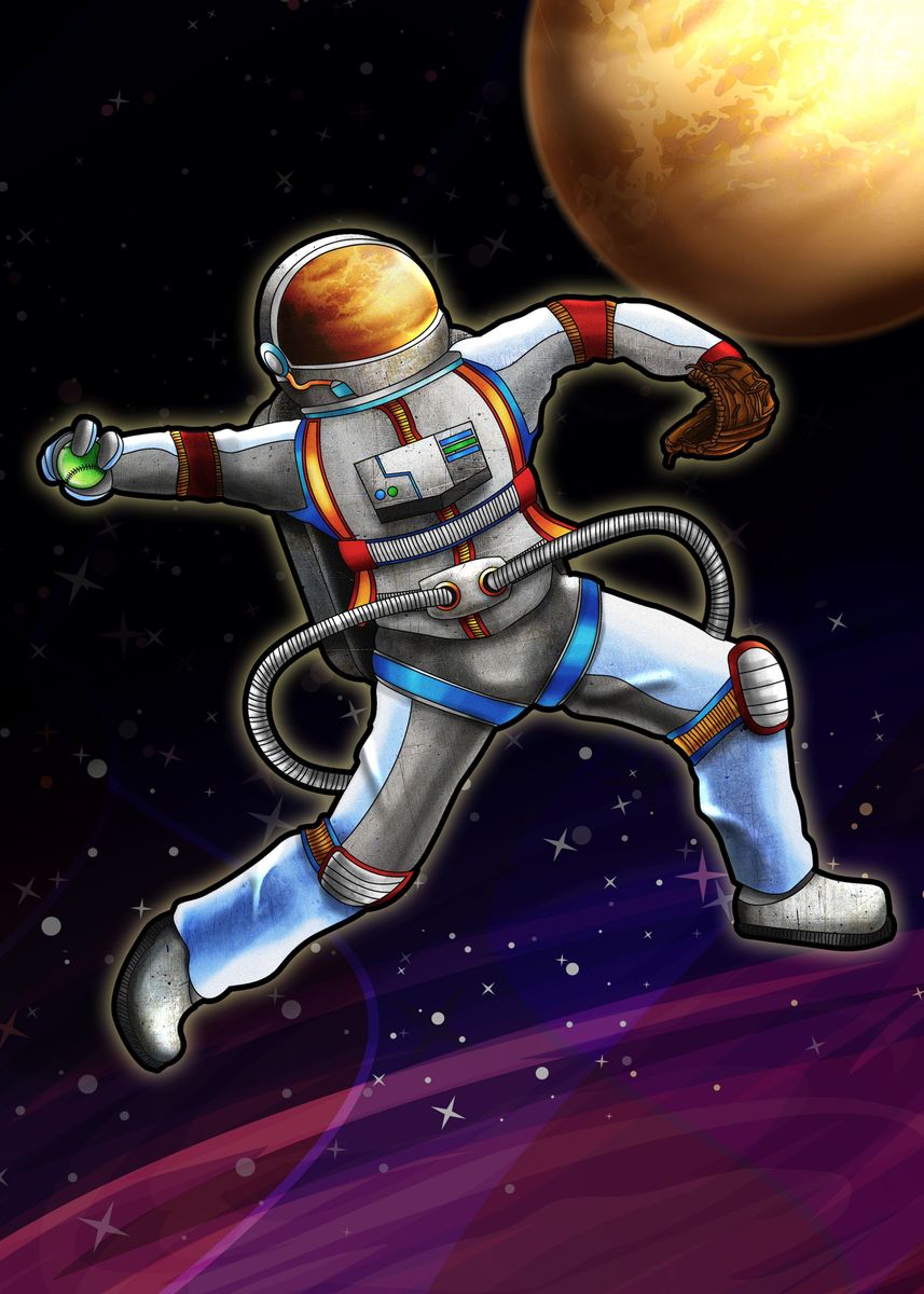 'SPACE BASEBALL' Poster, picture, metal print, paint by NOAHRIA ARTS ...