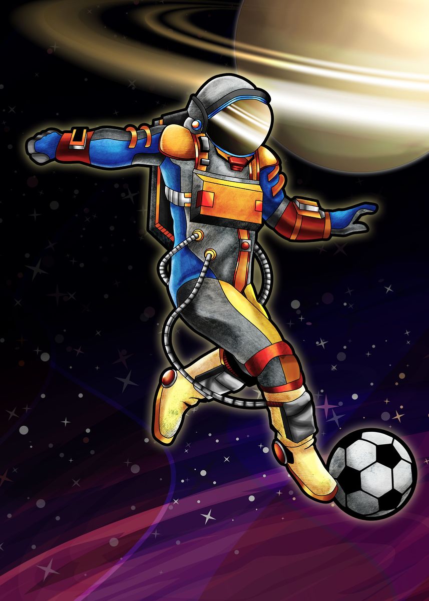 'SPACE FOOTBALL' Poster, picture, metal print, paint by NOAHRIA ARTS ...