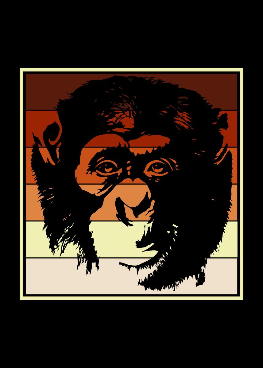 'Chimpanzee Portrait Chimp' Poster, picture, metal print, paint by ...
