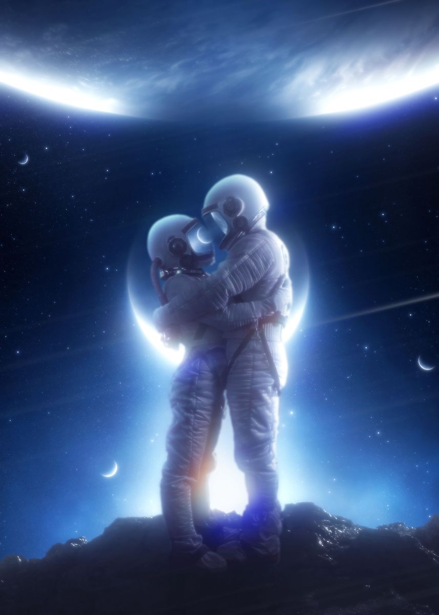 'Space Love' Poster, picture, metal print, paint by Nikki Arts | Displate