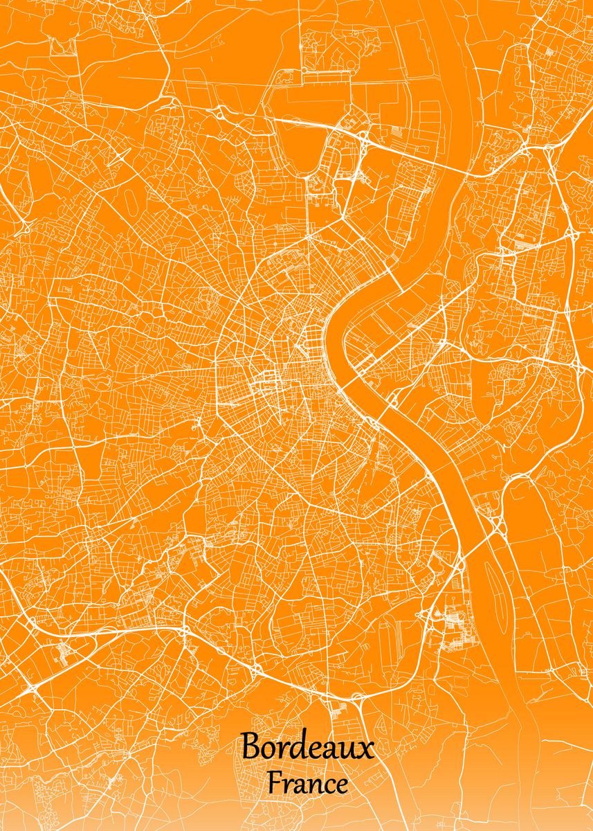 'Bordeaux City Map France' Poster, picture, metal print, paint by Gigi ...