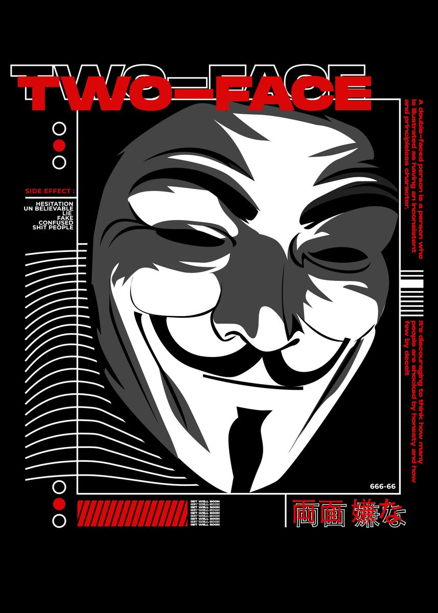 'Two Face' Poster, picture, metal print, paint by black acturus | Displate