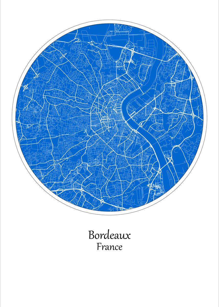 'Bordeaux City Map France' Poster, picture, metal print, paint by Gigi ...