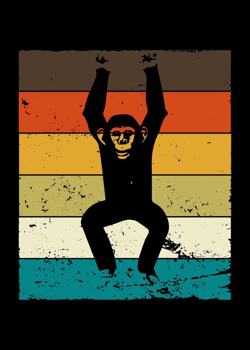 'Vintage Chimpanzee Ape' Poster, picture, metal print, paint by ...