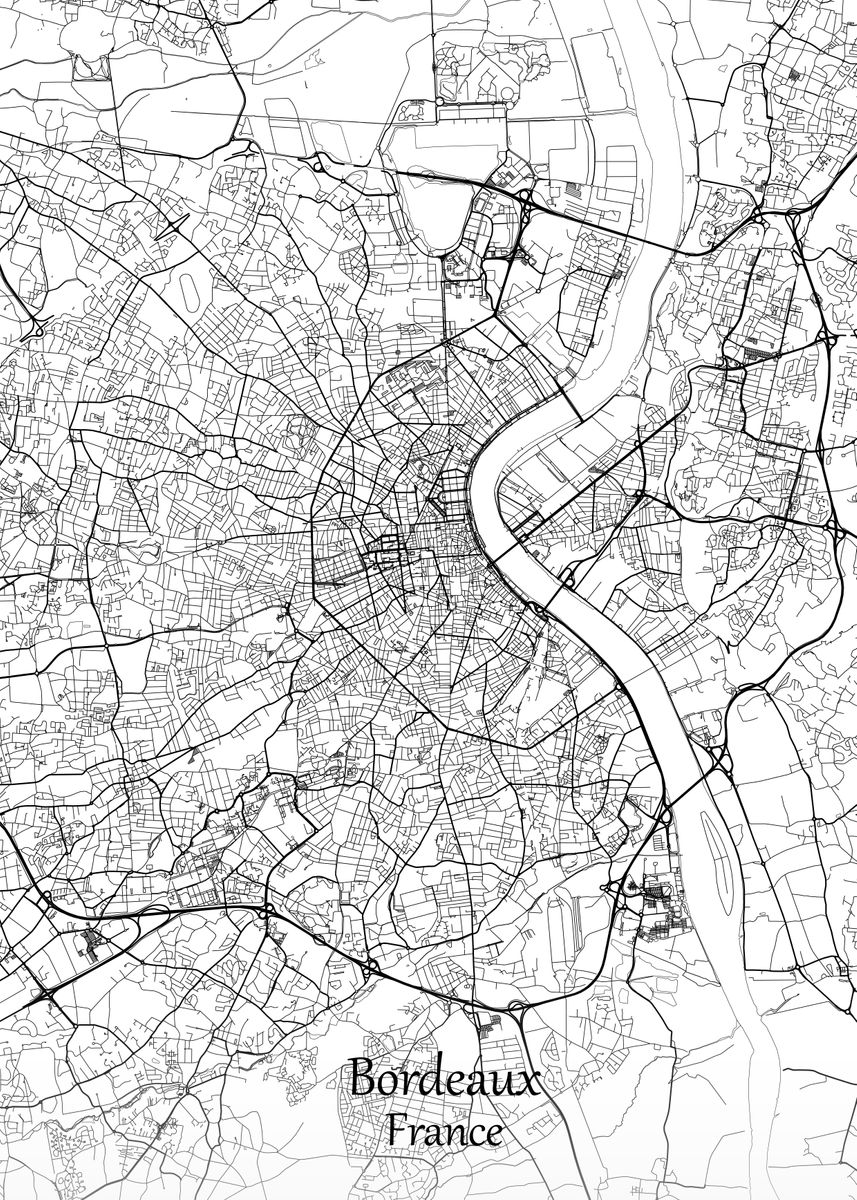 'Bordeaux City Map France' Poster, picture, metal print, paint by Gigi ...