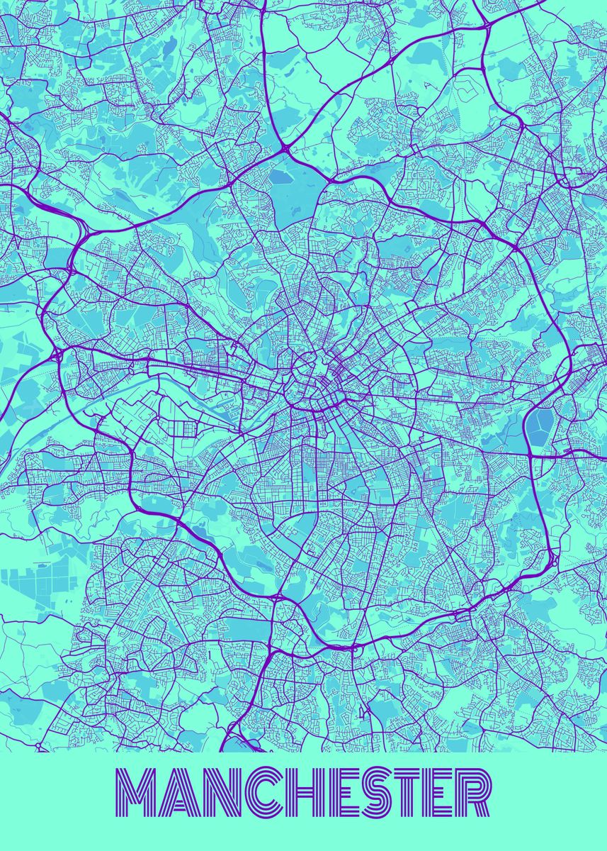 'Manchester Galaxy City Map' Poster, picture, metal print, paint by ...