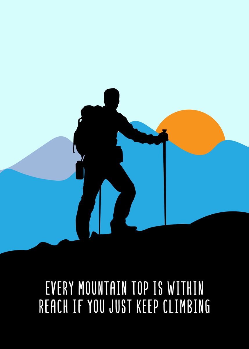 'Mountain Hiker Wall Decor' Poster by Decoratier Qwerdenker | Displate