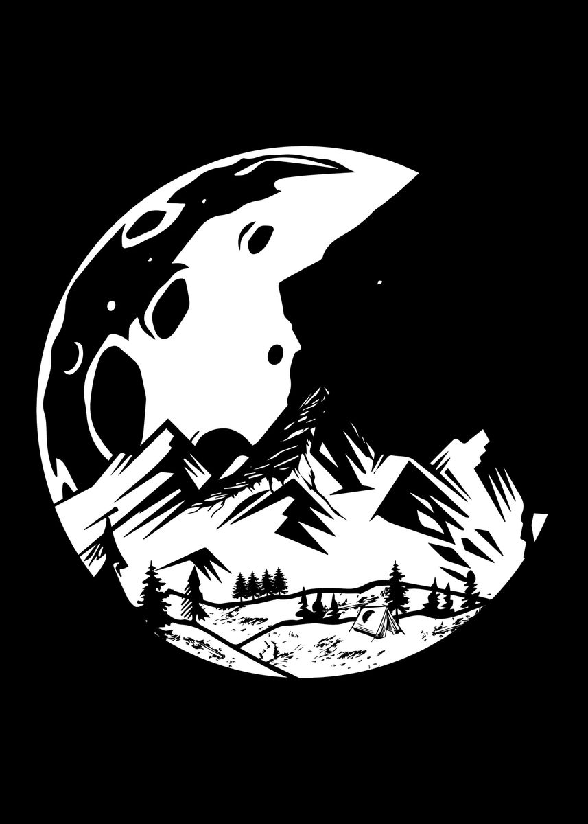 'Half Moon Anime' Poster, picture, metal print, paint by O G | Displate
