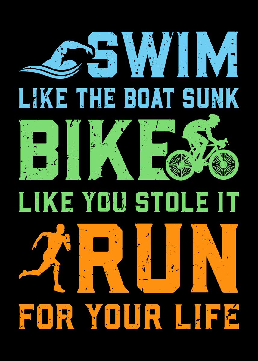 'Swim Bike Run' Poster by platenum | Displate