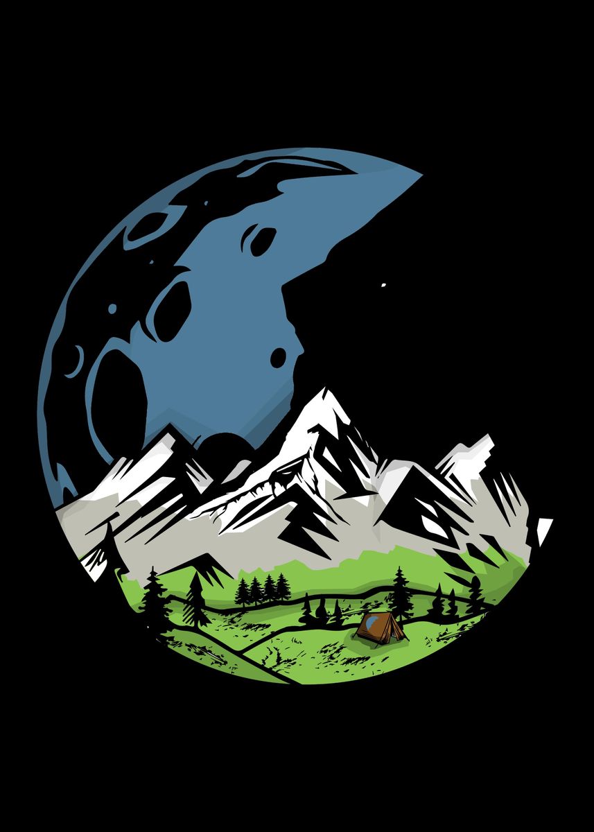 'Half Moon Anime' Poster, picture, metal print, paint by O G | Displate