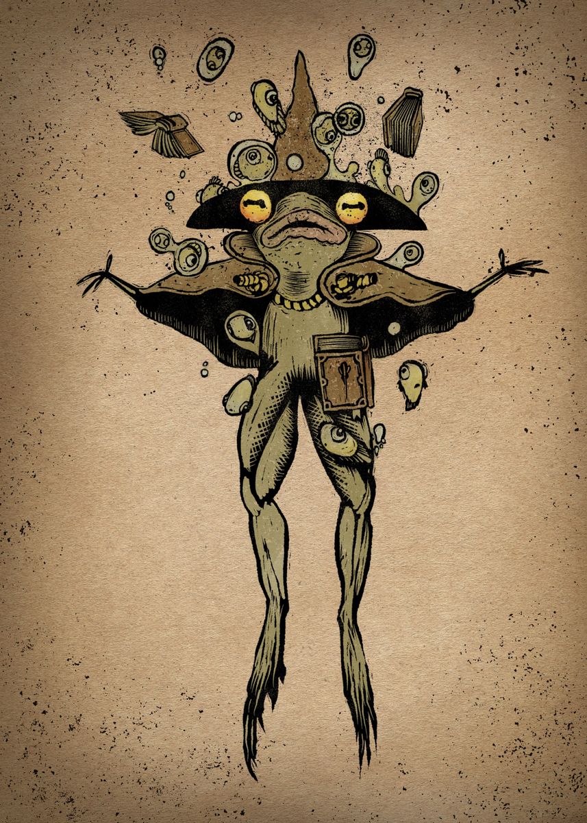 'Wizard Ribbit ' Poster, picture, metal print, paint by Brenda Wren ...