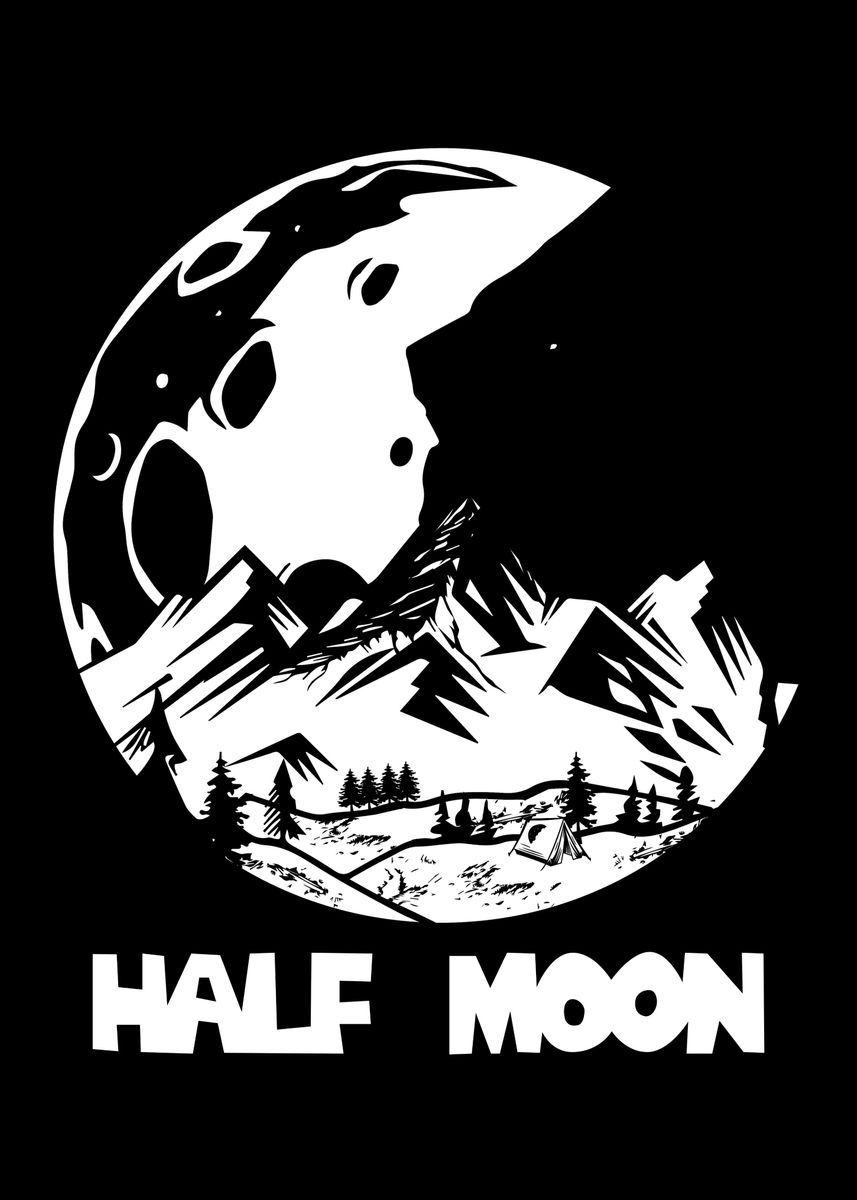 'Half Moon Anime' Poster, picture, metal print, paint by O G | Displate