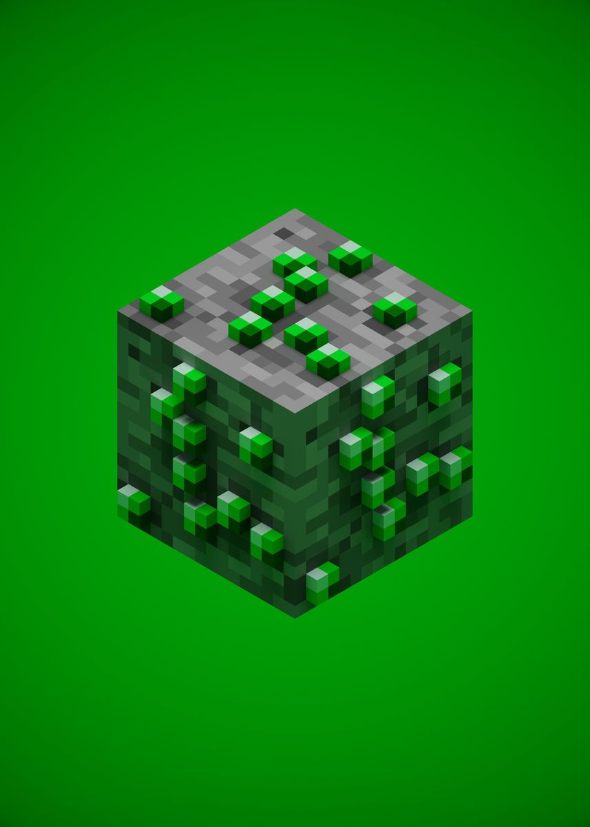 'Cube Ore Green VoxelArt' Poster by Artkal | Displate