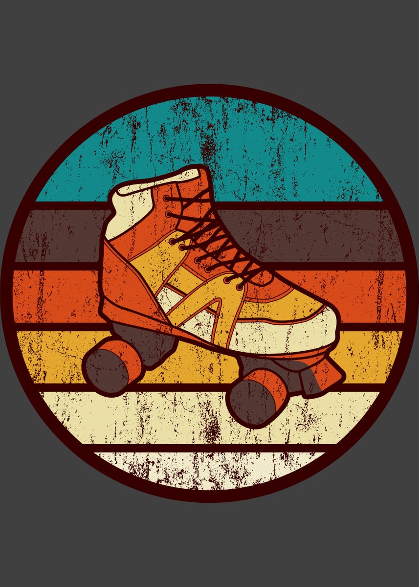 'RETRO ROLLER SKATE Roller' Poster, picture, metal print, paint by ...