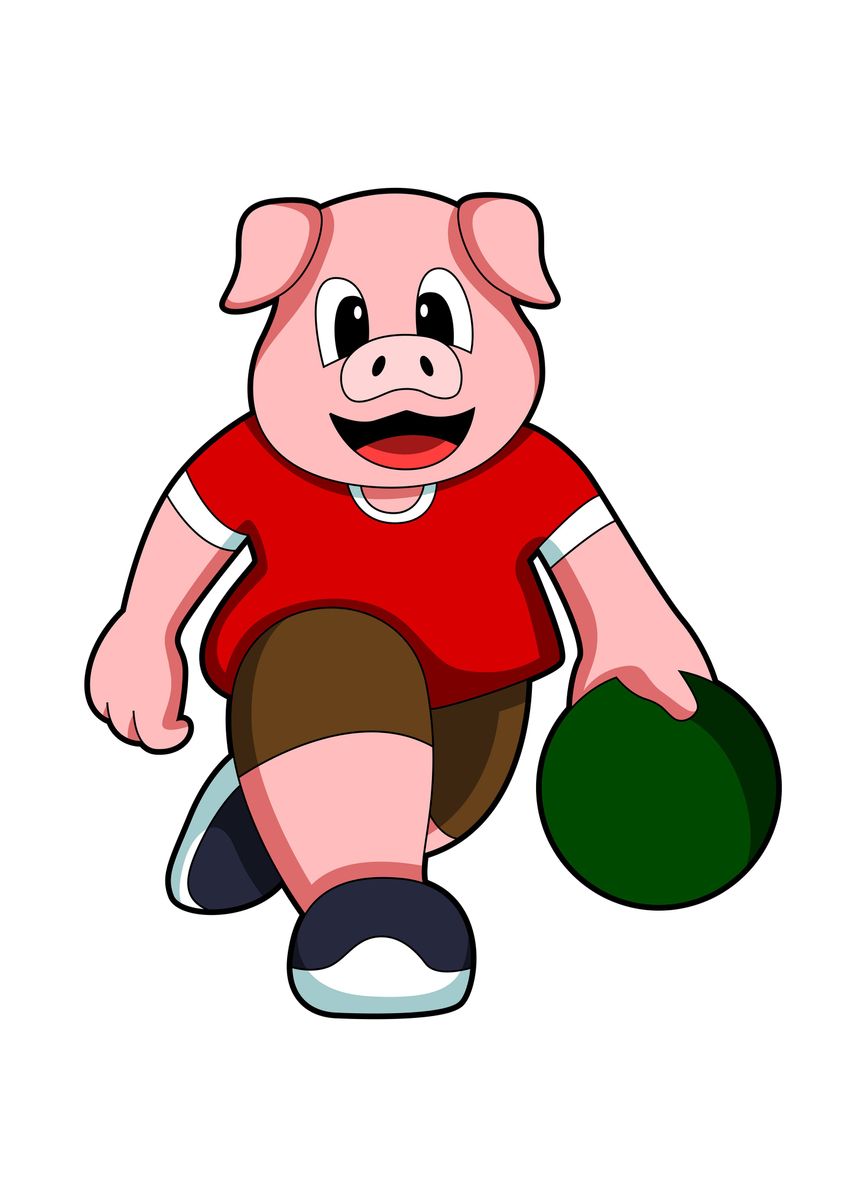'Pig Bowling Sports' Poster, picture, metal print, paint by Markus ...