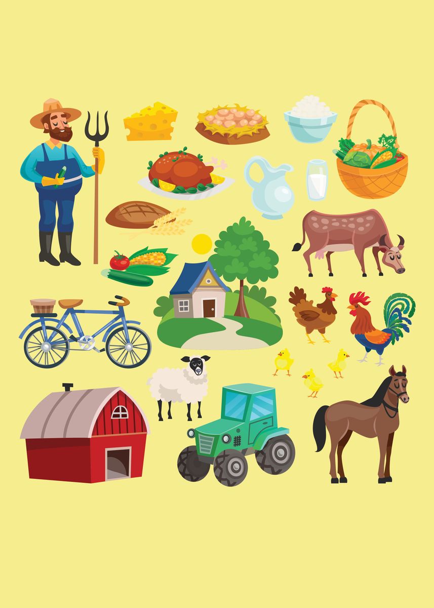 'Farm ' Poster, picture, metal print, paint by Donna | Displate