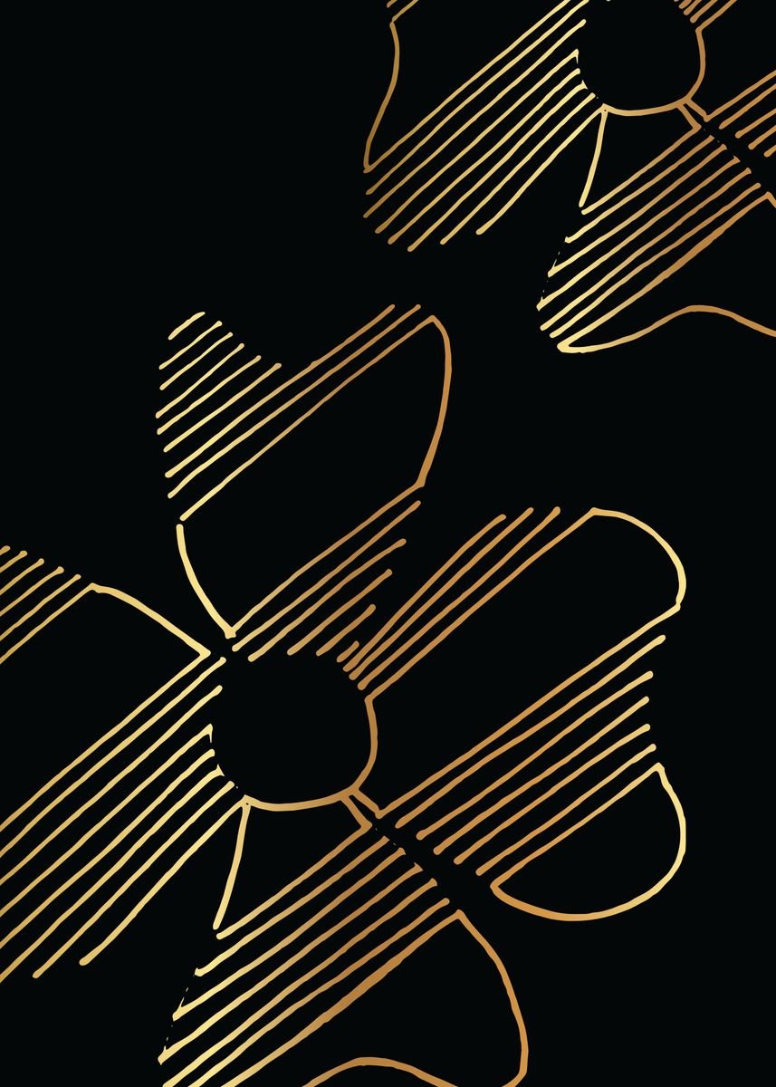 'Gold Abstract Flower Lines' Poster by Maricris M | Displate