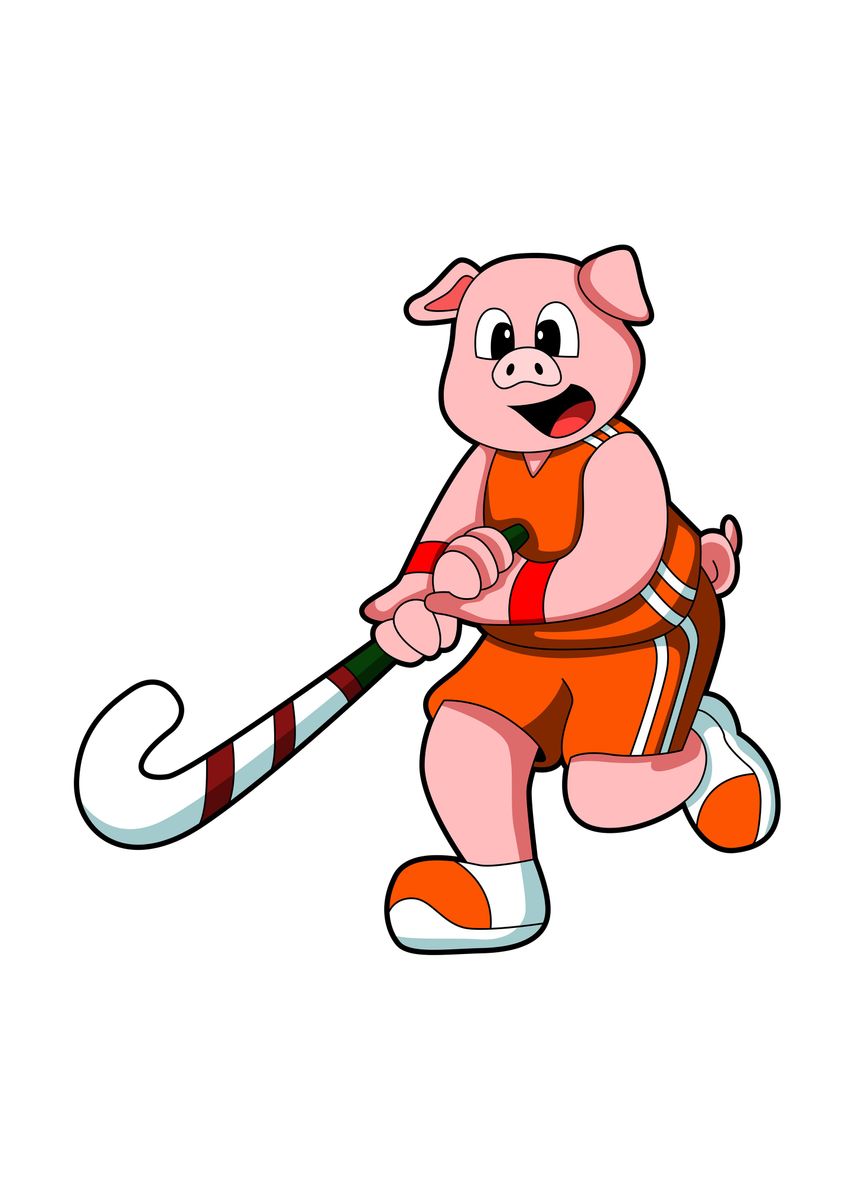 'Pig Hockey Sports' Poster, picture, metal print, paint by Markus ...