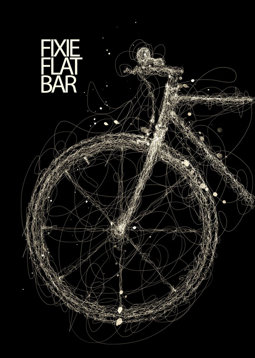 'fixie art flatbar' Poster by Izmo Scribbles | Displate