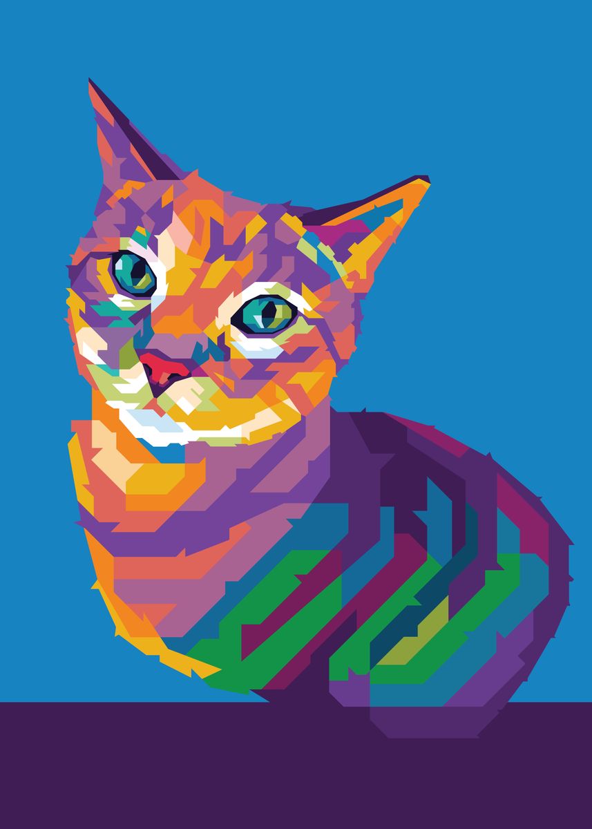 'Pet Cat' Poster, picture, metal print, paint by Ananda Praj | Displate