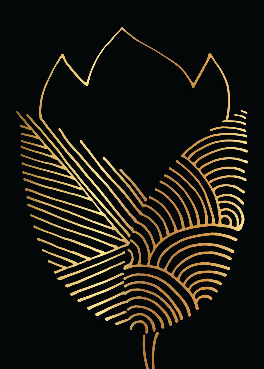 'Gold Abstract Flower Lines' Poster by Maricris M | Displate