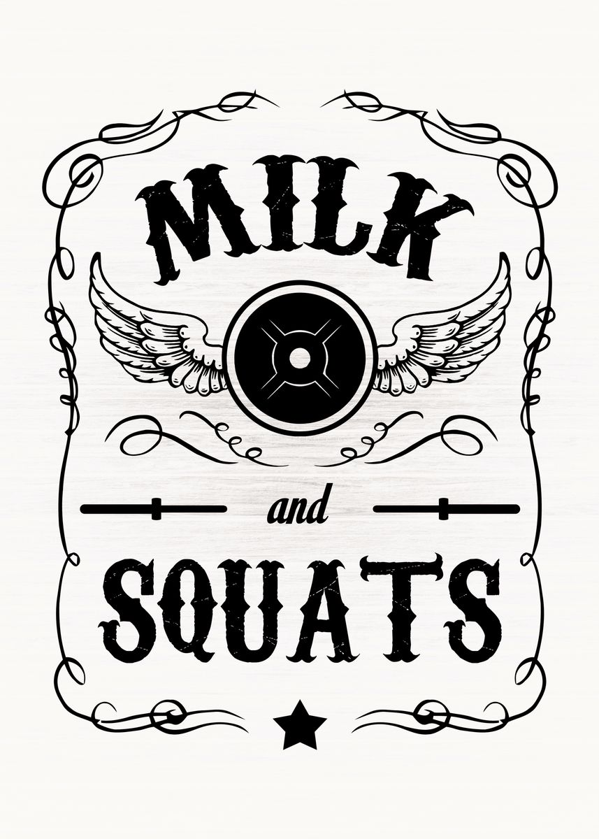 'Milk an Squats' Poster, picture, metal print, paint by CHAN | Displate