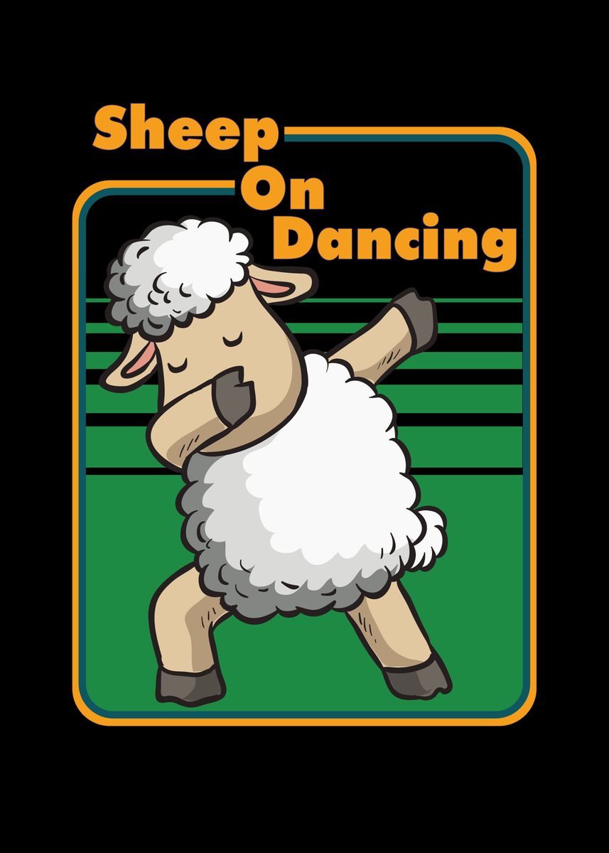 'Dancing Cartoon Sheep for' Poster, picture, metal print, paint by ...