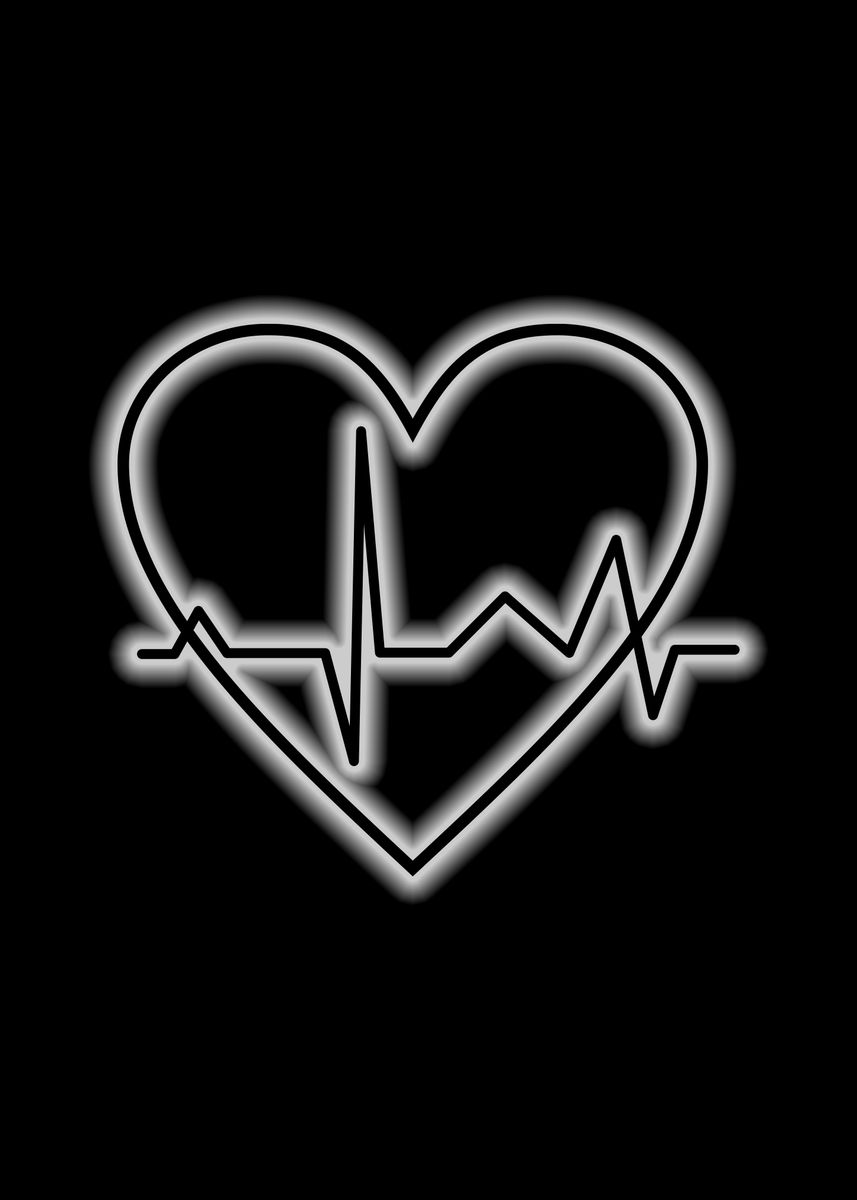 'heart ecg monitor glow ' Poster, picture, metal print, paint by B & W ...