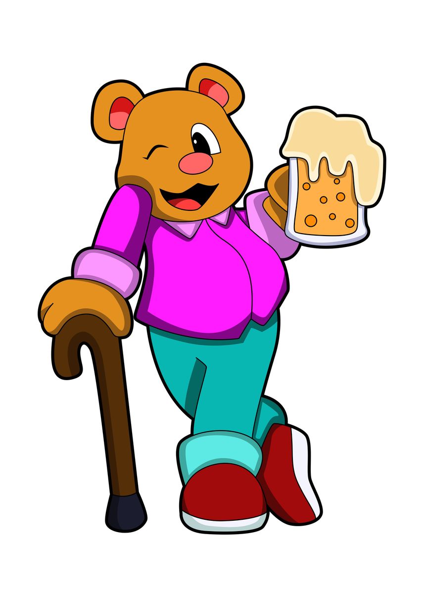 'Bear Alcohol Bear' Poster by Markus Schnabel | Displate