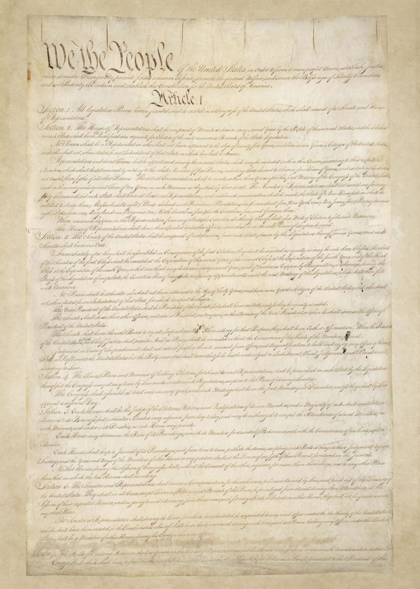 'US Constitution Page 1' Poster, picture, metal print, paint by ...