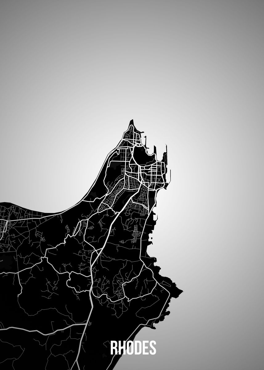 'Rhodes dark map' Poster, picture, metal print, paint by Stefano Lunghi ...