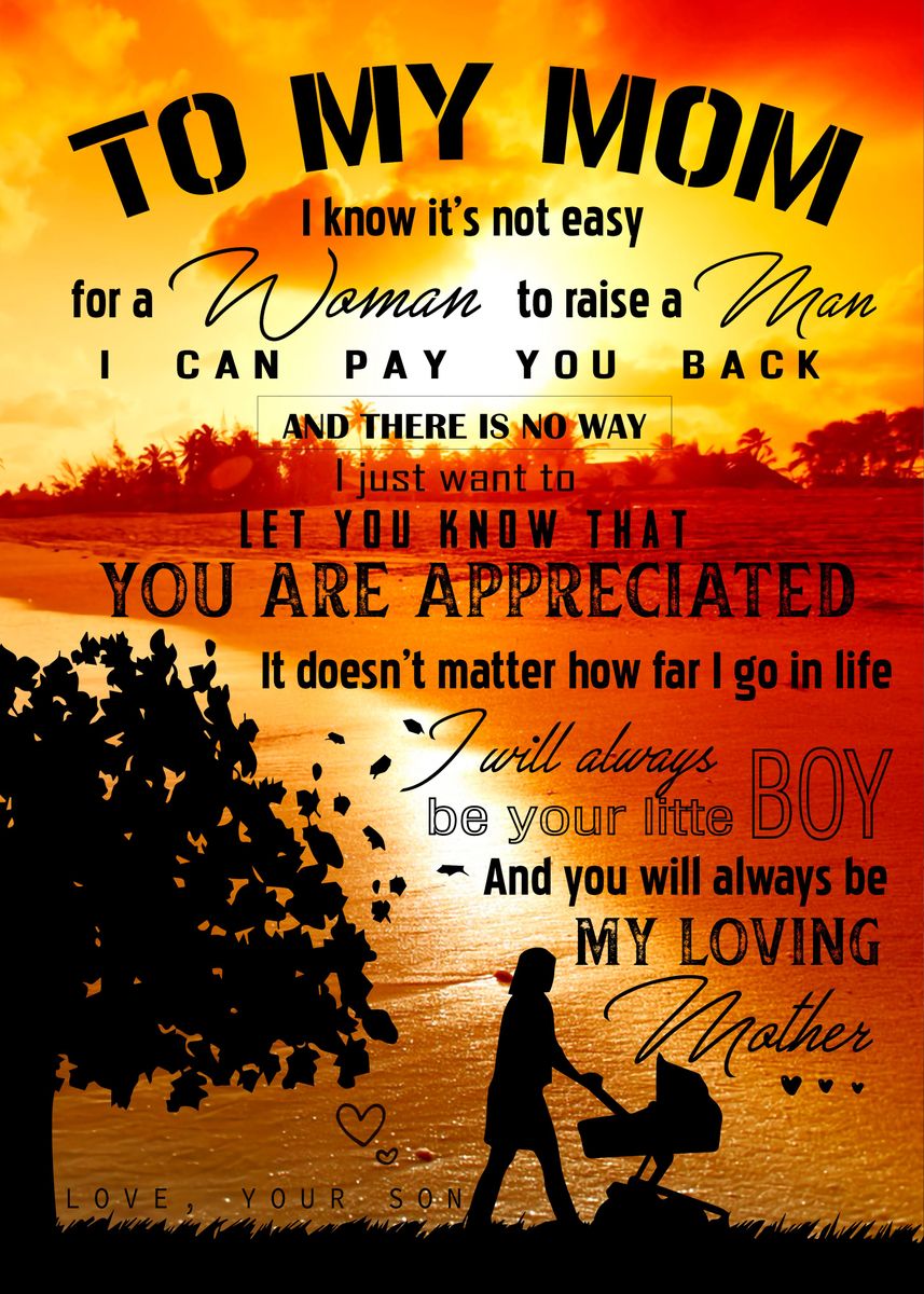 'Son To Mom' Poster, picture, metal print, paint by Nice Pictures ...