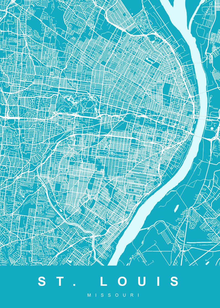 'St Louis City Map Missouri' Poster, picture, metal print, paint by ...
