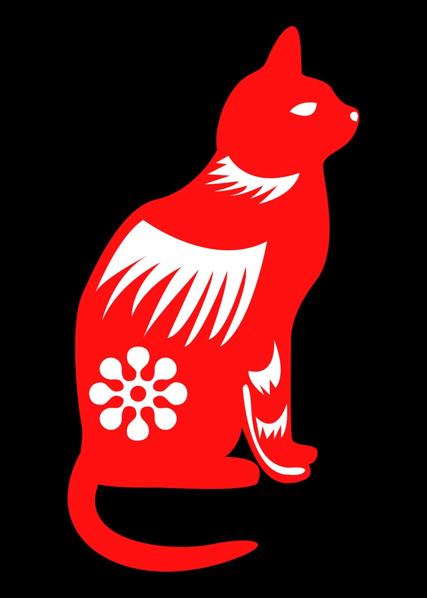 'Colorful red Cat Animal' Poster, picture, metal print, paint by Max ...