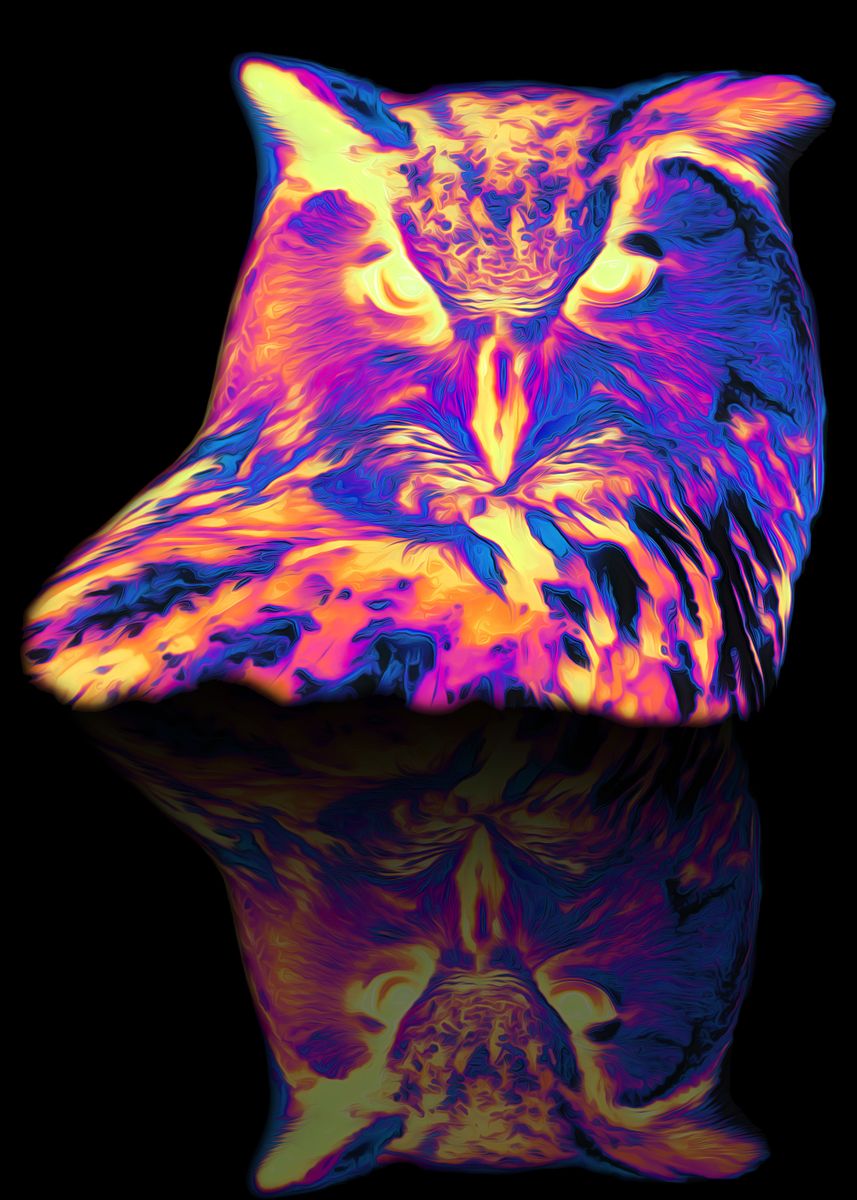 'Spectrum Owl' Poster, picture, metal print, paint by OMG WTFLOL | Displate