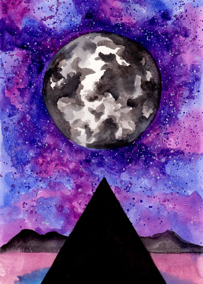 'Moon Pyramid Purple' Poster, picture, metal print, paint by Sebastian ...