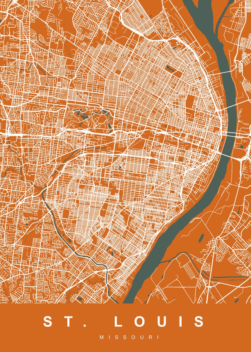 'St Louis City Map Missouri' Poster by UrbanMaps | Displate