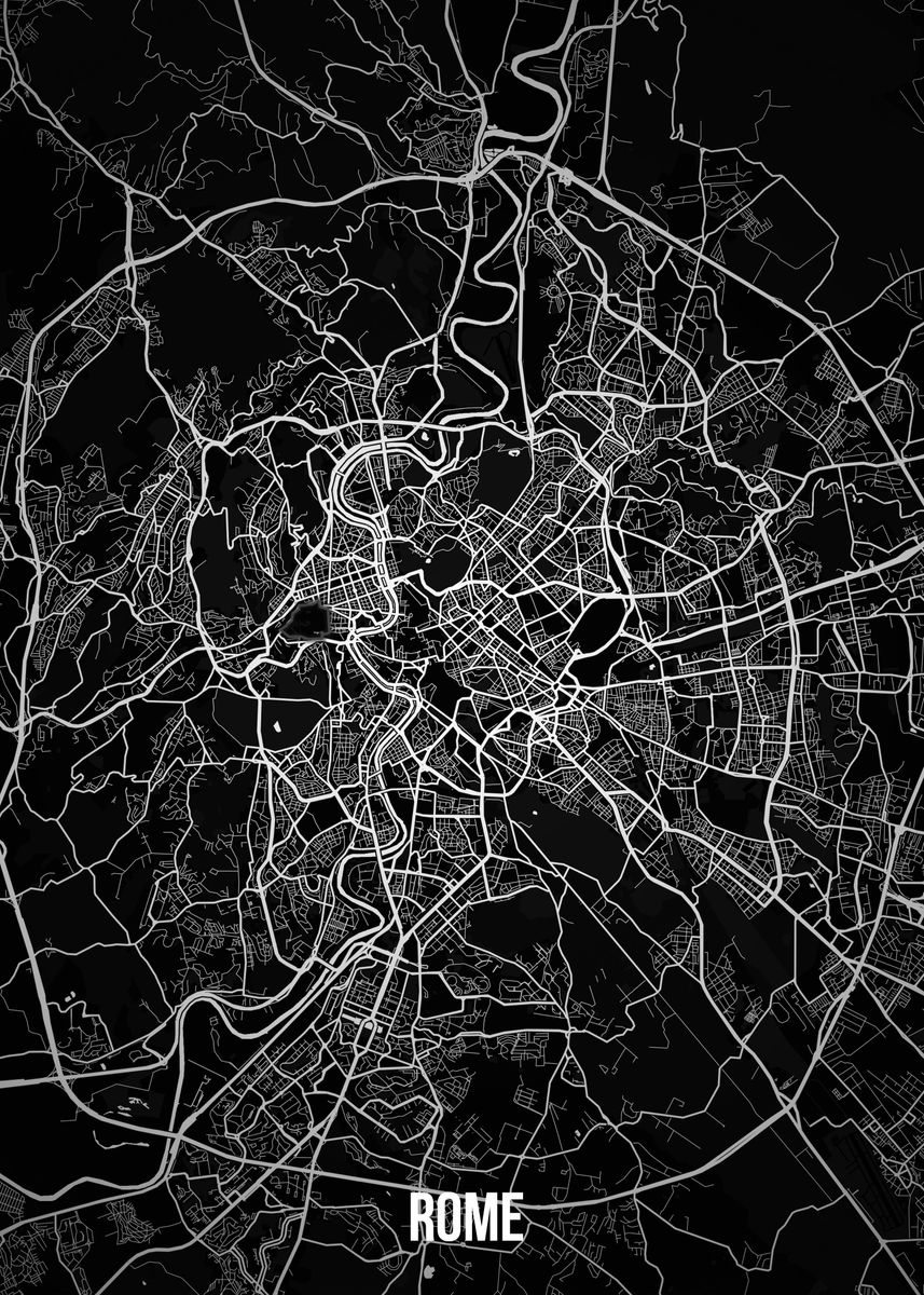 'Rome dark map' Poster, picture, metal print, paint by LUNGHISTE | Displate