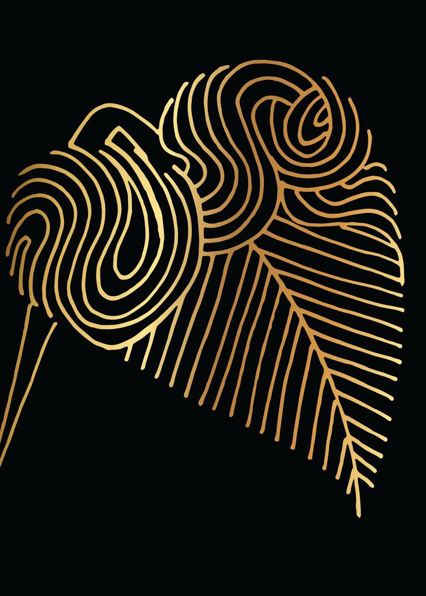 'Gold Abstract Leaf Lines' Poster by Maricris M | Displate