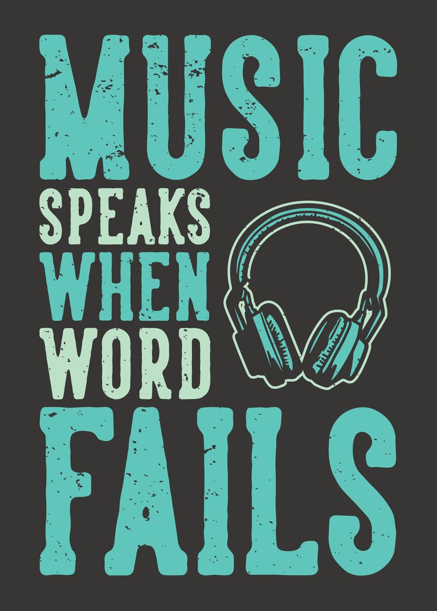 'MUSIC SPEAKS VINTAGE' Poster, picture, metal print, paint by ...