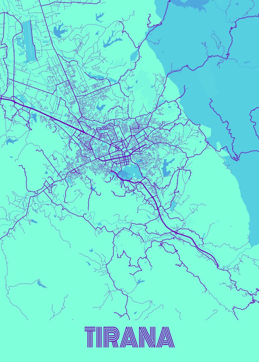 'Tirana Galaxy City Map' Poster, picture, metal print, paint by Tien ...