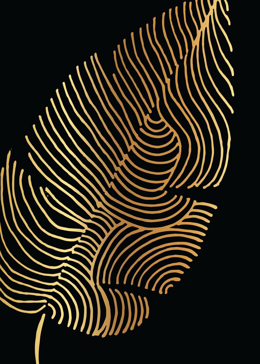 'Gold Abstract Leaf Lines' Poster by Maricris M | Displate
