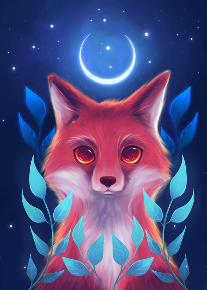 'Fox Forest Guardian' Poster, picture, metal print, paint by Zuzana ...
