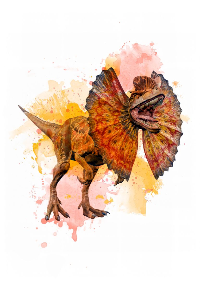 'Dilophosaurus dinosaur' Poster, picture, metal print, paint by Yahya ...