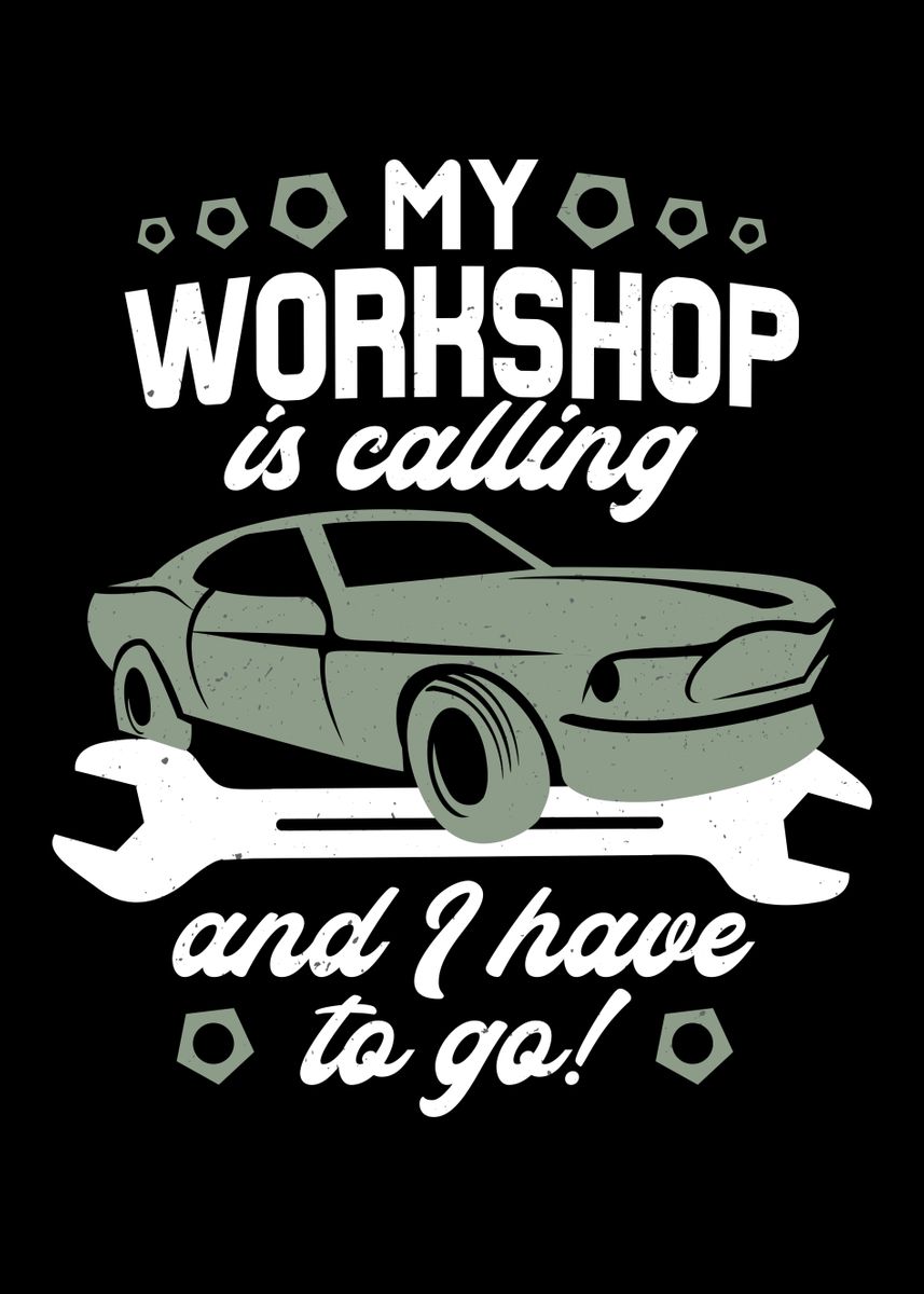 'Car Mechanic Workshop' Poster, picture, metal print, paint by Foxxy ...