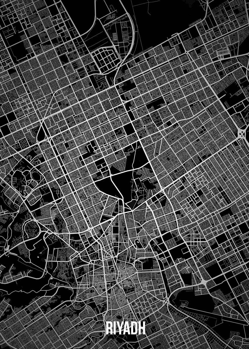 'Riyadh dark map' Poster by Stefano Lunghi | Displate