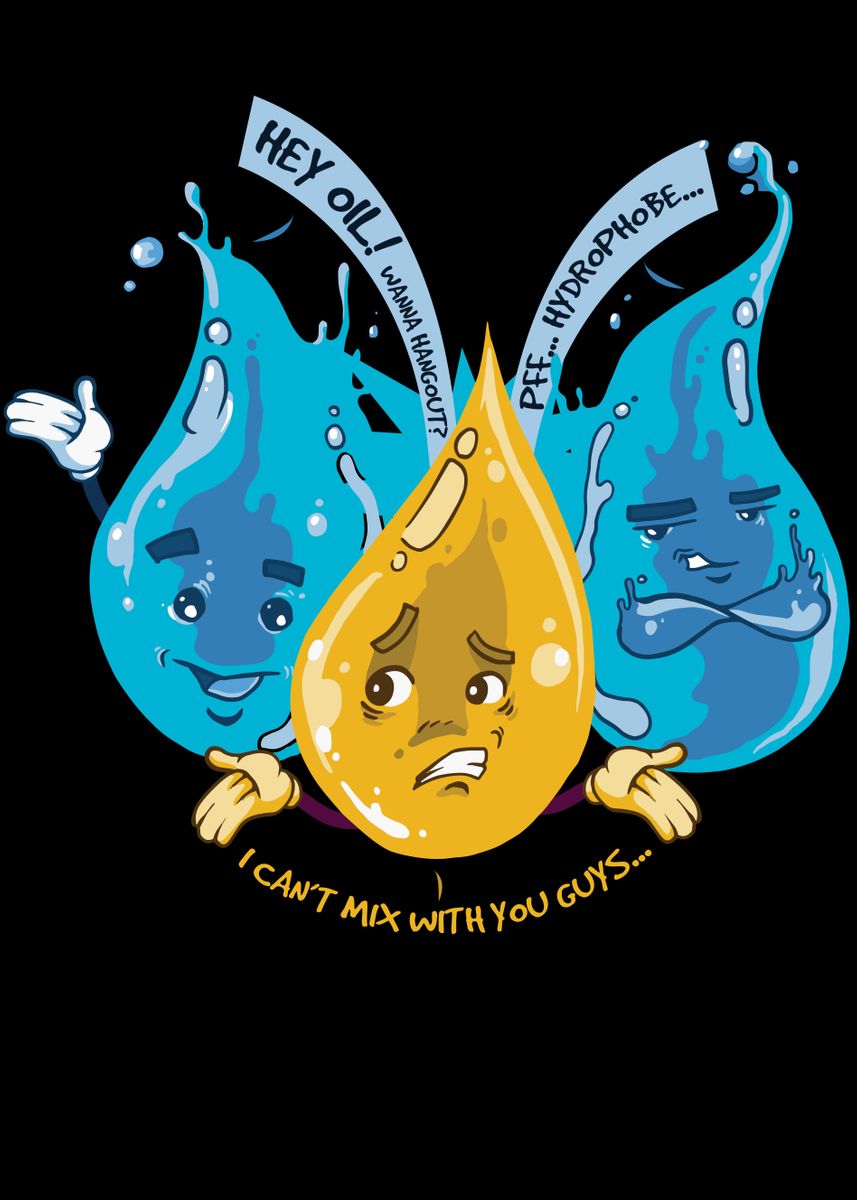 'Oil And Water Joke' Poster, picture, metal print, paint by Martin ...