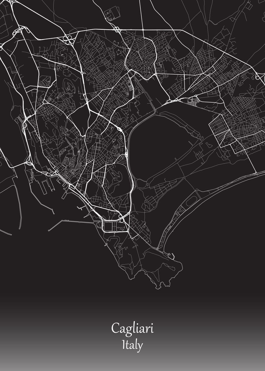 'Cagliari Map Italy' Poster, picture, metal print, paint by Gigi Bgm ...