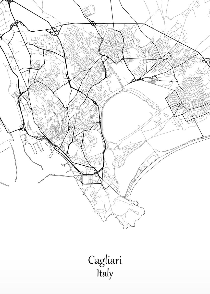 'Cagliari Map Italy' Poster, picture, metal print, paint by Gigi Bgm ...