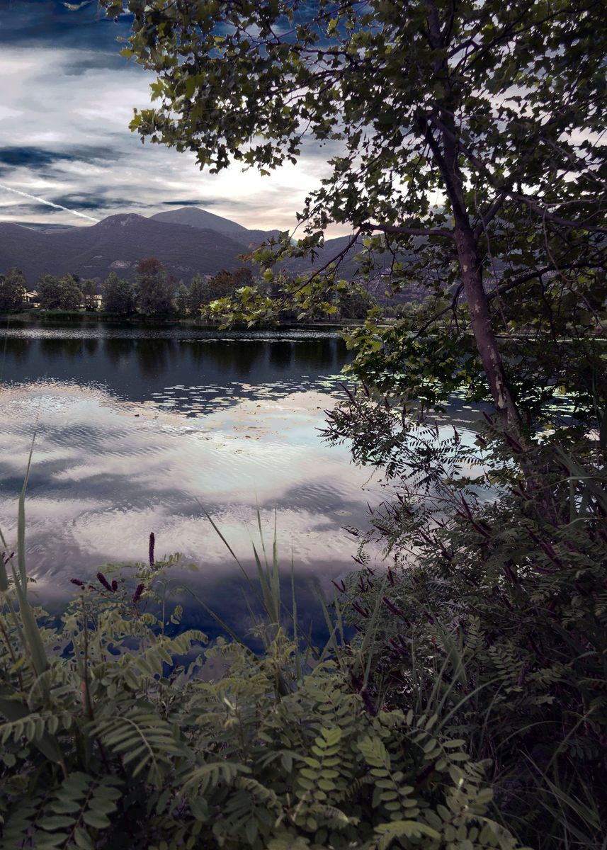 'landscape lake' Poster, picture, metal print, paint by Ornella ...